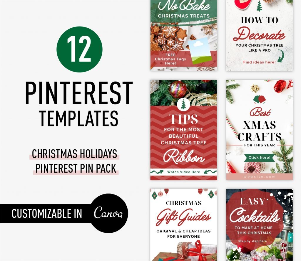 Christmas Holidays Eye Catching Pinterest Pin Pack • Canva Templates ...