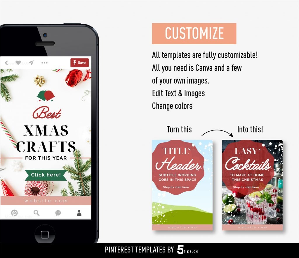 Christmas Holidays Eye Catching Pinterest Pin Pack • Canva Templates ...