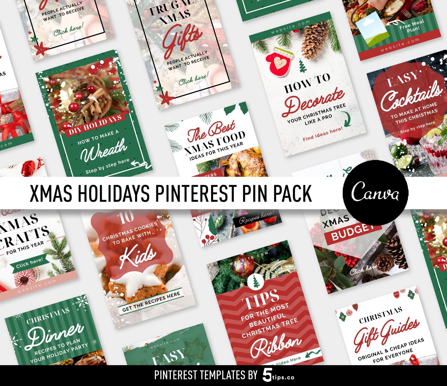 Christmas Holidays Eye Catching Pinterest Pin Pack • Canva Templates ...